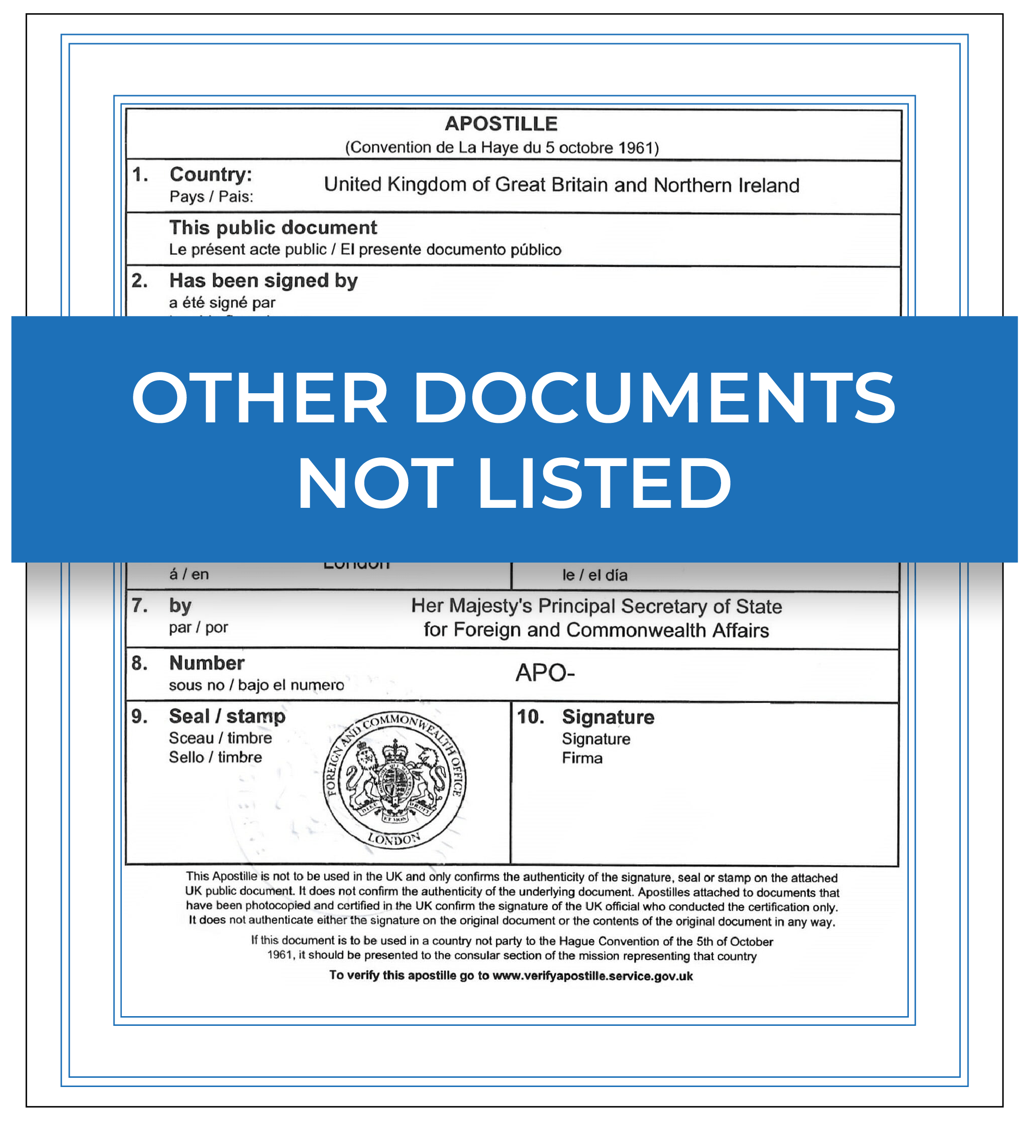Apostille for Other Documents | UK Legalisation Service – 1st Apostille