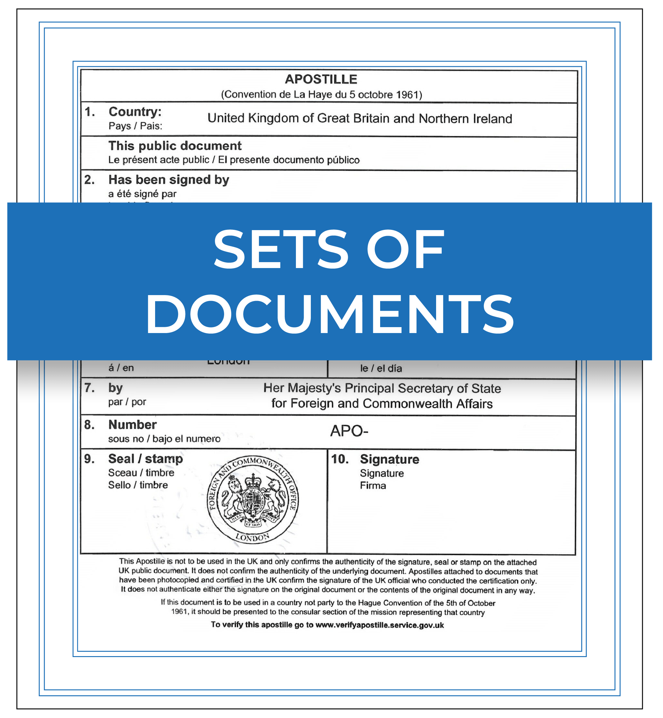 Sets of Documents Apostille – 1st Apostille